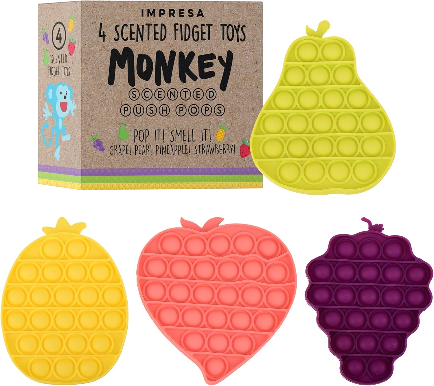 4-Pack Fruit Scented Monkey Pop Sensory Toys for Bahrain | Ubuy