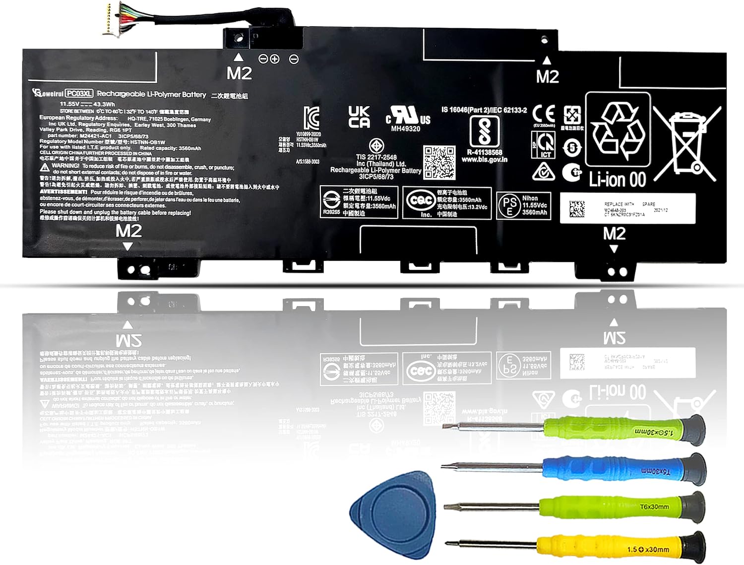 Hp 15-dy Battery 11.55V/43.3Wh /3560mAh PC03XL Laptop Battery For HP ...