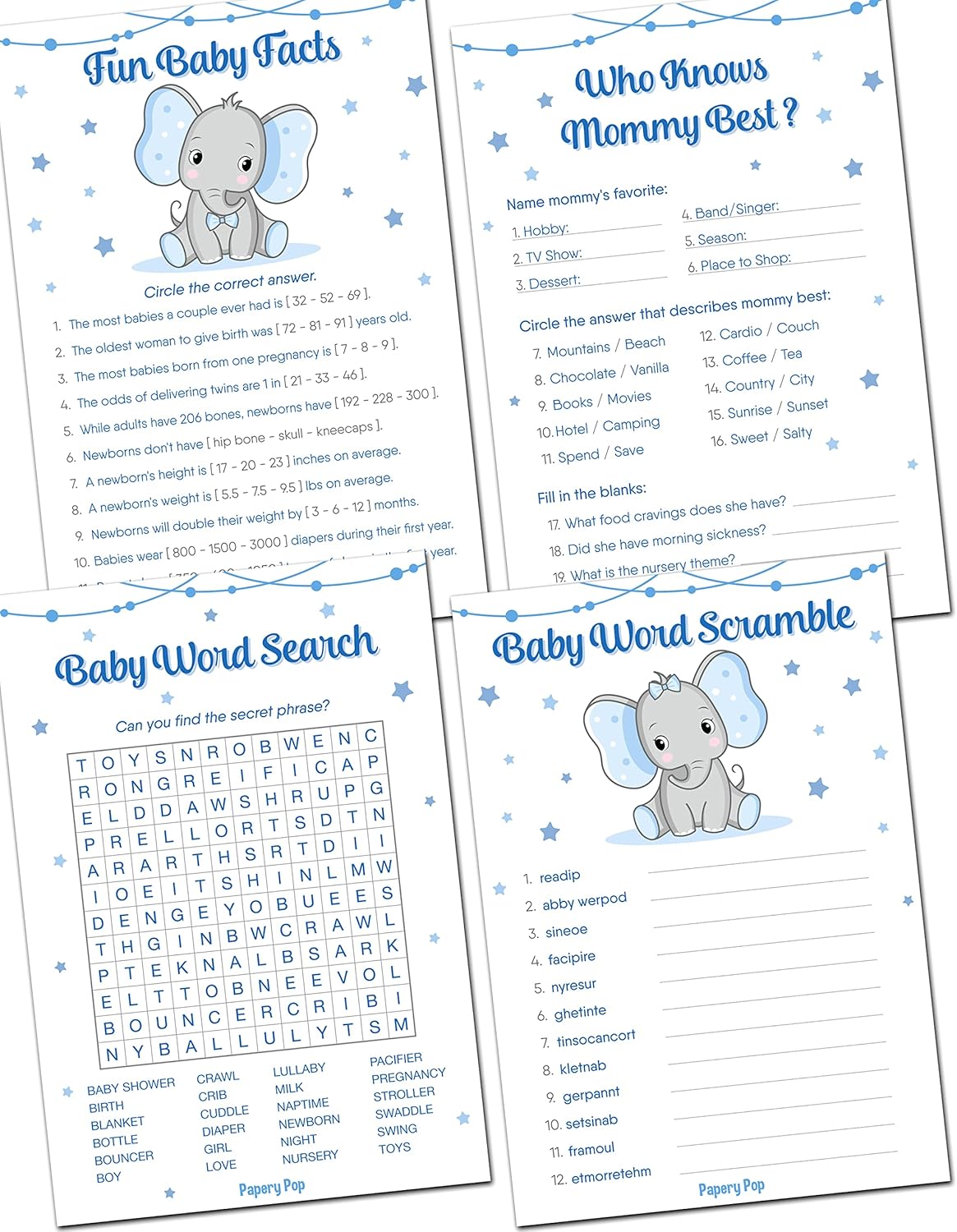 Elephant Themed Baby Shower Games
